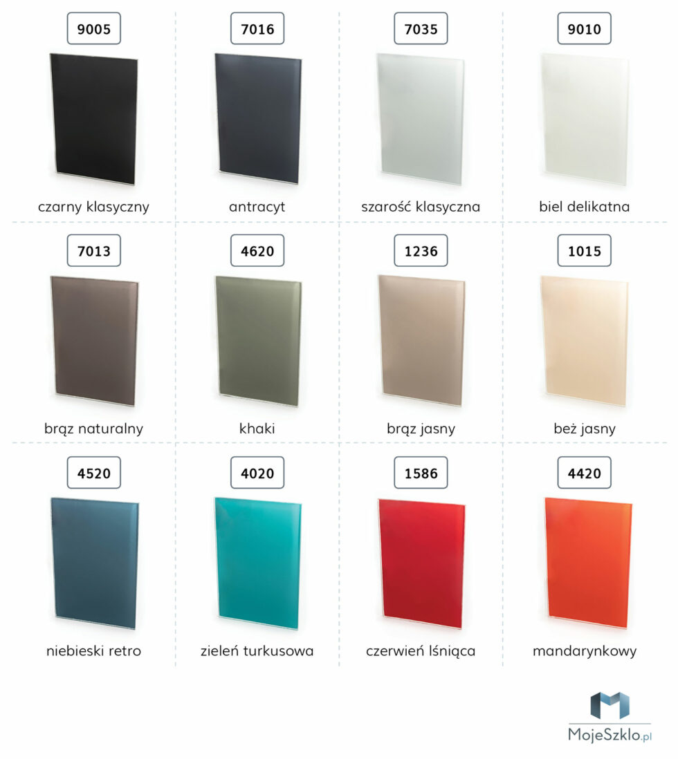 Lacobel kolory. Wzornik dostępnych odcieni - MojeSzklo.pl